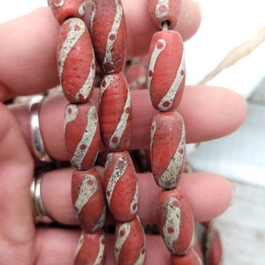 Old Accent Glass Beads Made by Thai Artisan Hands/ Indonesian Beads, Java, 10 Beads 18-20mm X ...