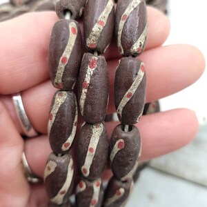 Old Accent Glass Beads Made by Thai Artisan Hands/ Indonesian Beads /java /10 Beads 18-20mm X ...