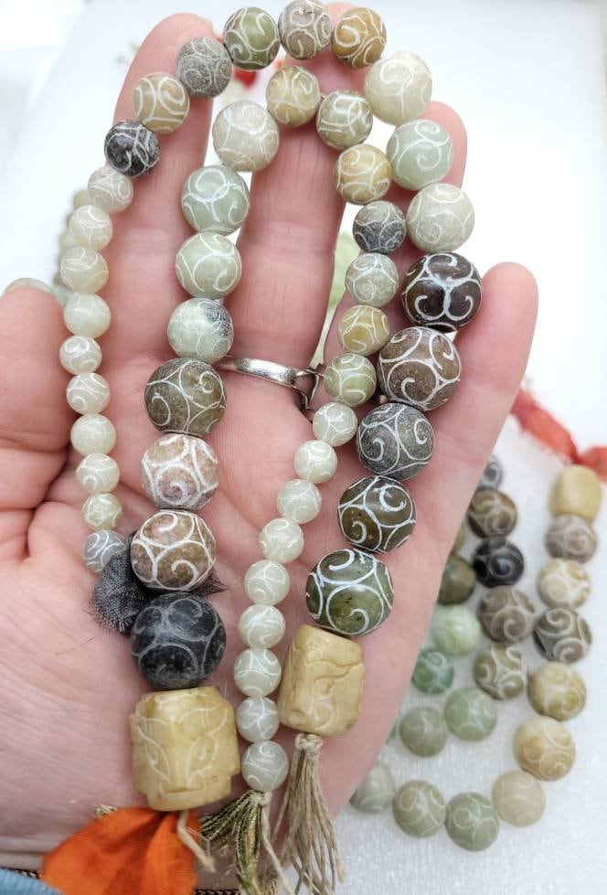 Natural Authentic Jade Carved With Design Totally by Hand/ - Etsy