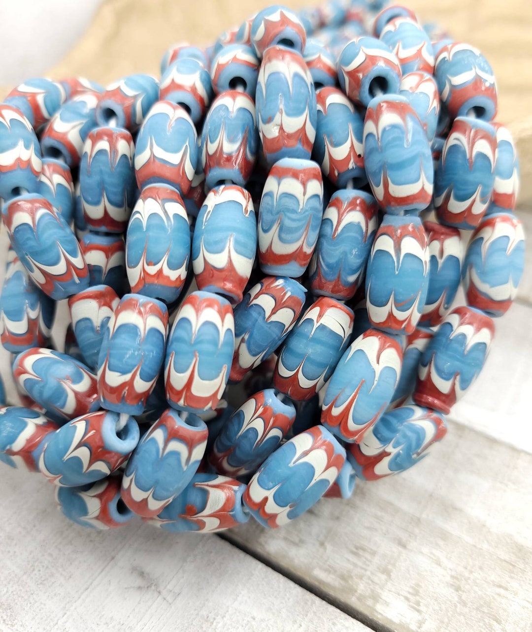 Beautiful Thailand Chevron Beads/vintage Thailand Chevron 19mm X 10mm ...