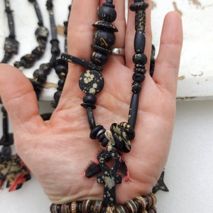 Splattered Black Bone Beads / Strand 14"+ Variety of Bone Beads ...