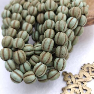 Melon Shaped Beads With Accent Rustic Old Look 10-11mm[12] / Jewelry ...