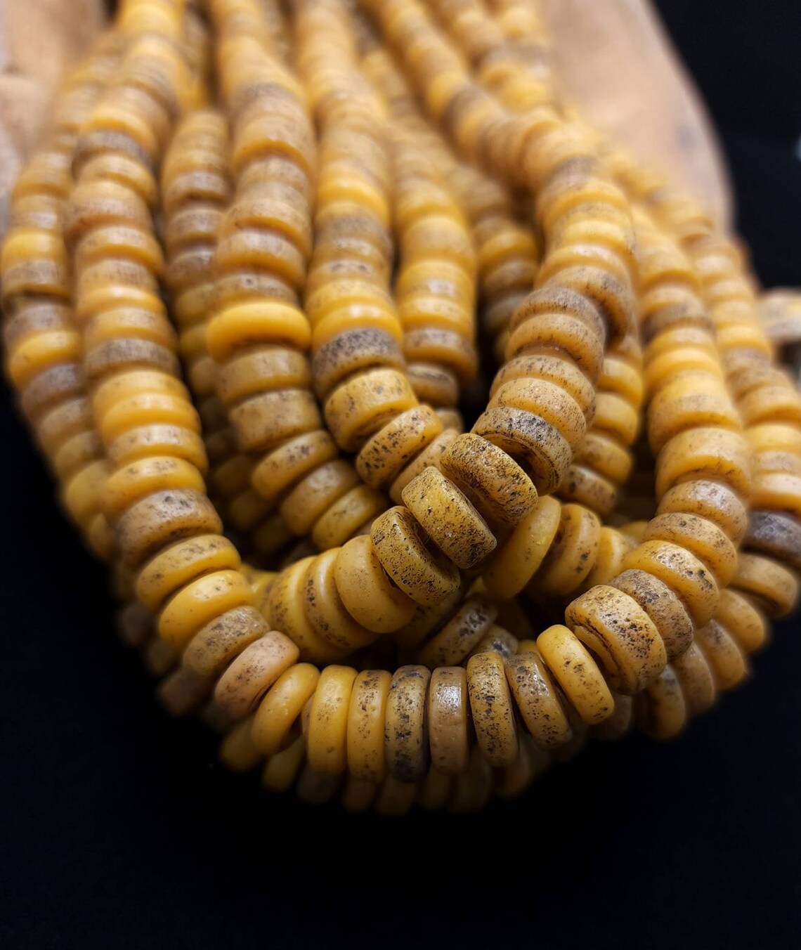 Mustard Color Glass Beads With Strong Old Rustic Accent / - Etsy