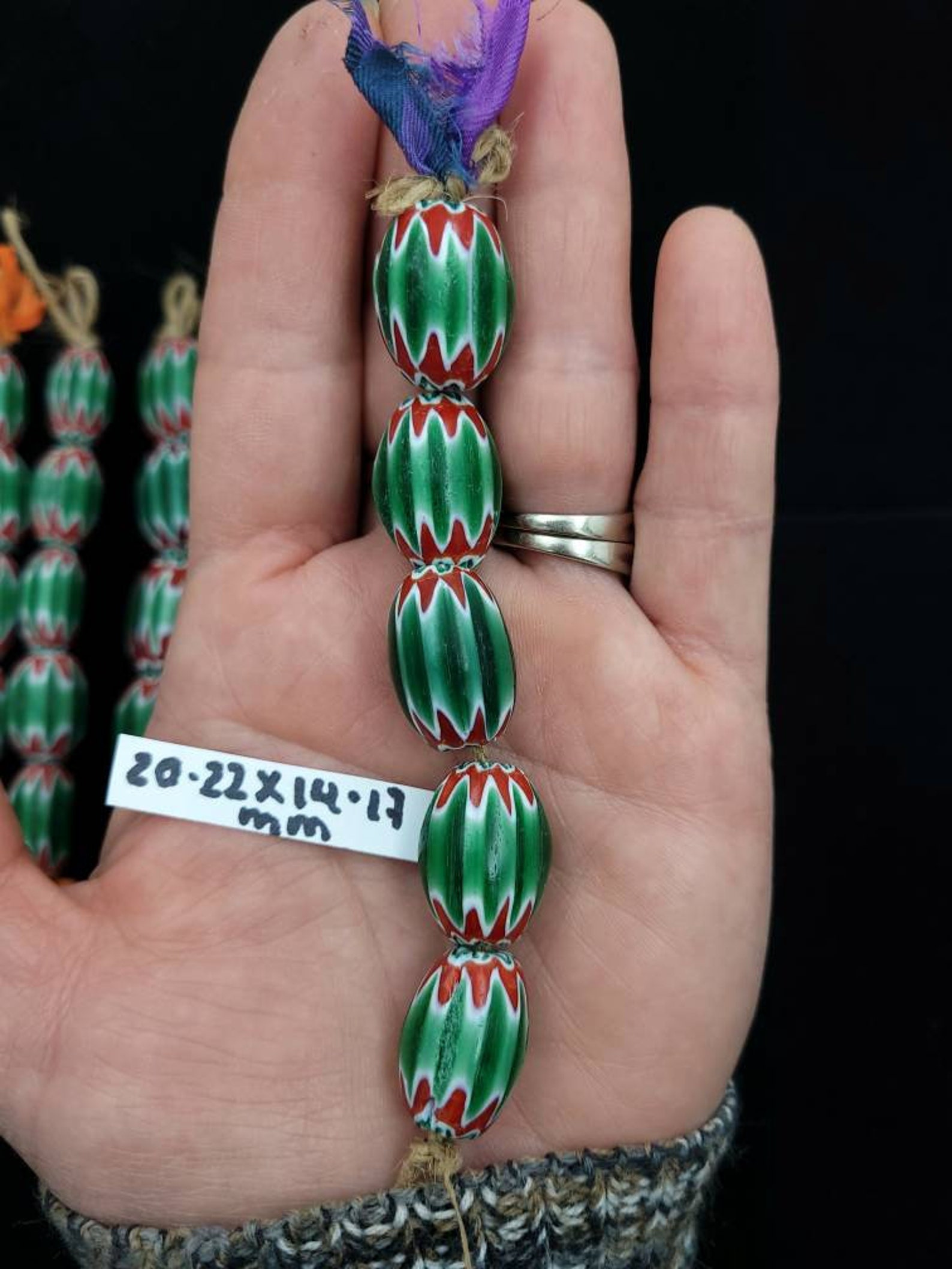 Chevron Beads 6 Layers Green White Red / Option to Choose / Chevron ...