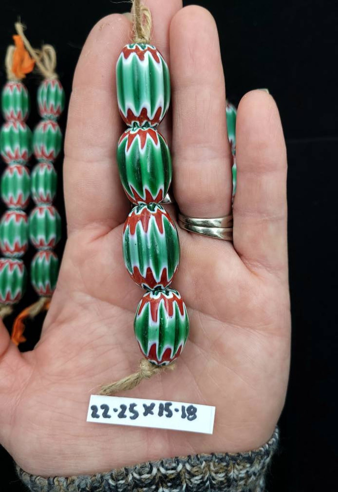 Chevron Beads 6 Layers Green White Red / Option to Choose / Chevron ...