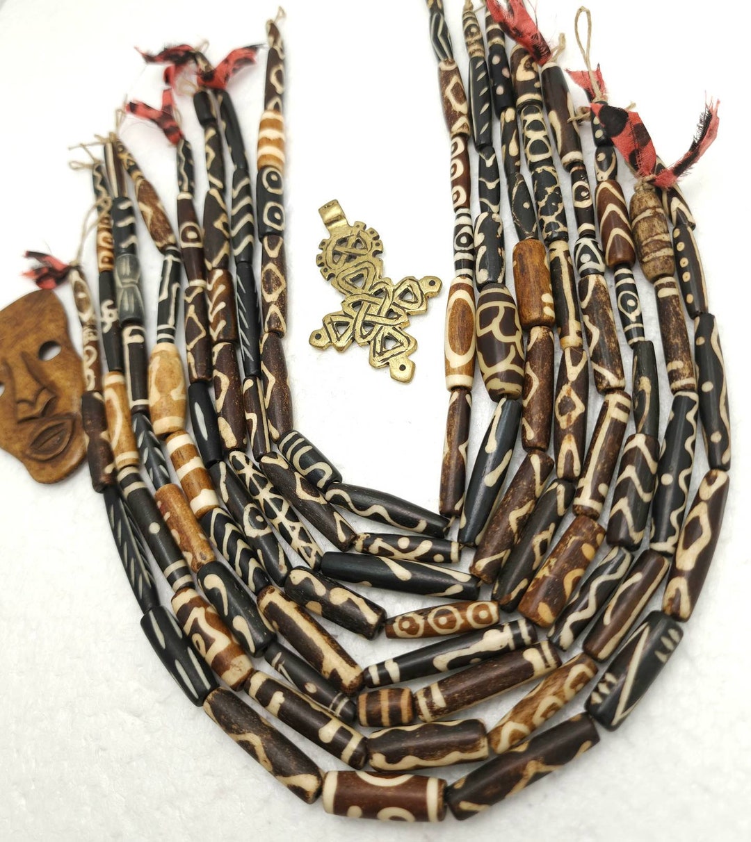 Beautiful Wide Variety Tube Bone Beads 16-36mm Strand 15" Inches Long ...