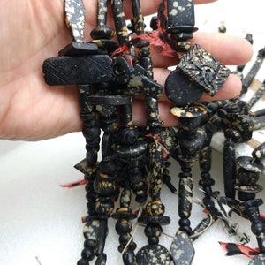Splattered Black Bone Beads / Strand 14"+ Variety of Bone Beads ...