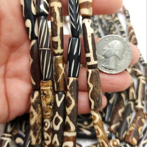 Beautiful Wide Variety Tube Bone Beads 16-36mm Strand 15" Inches Long ...