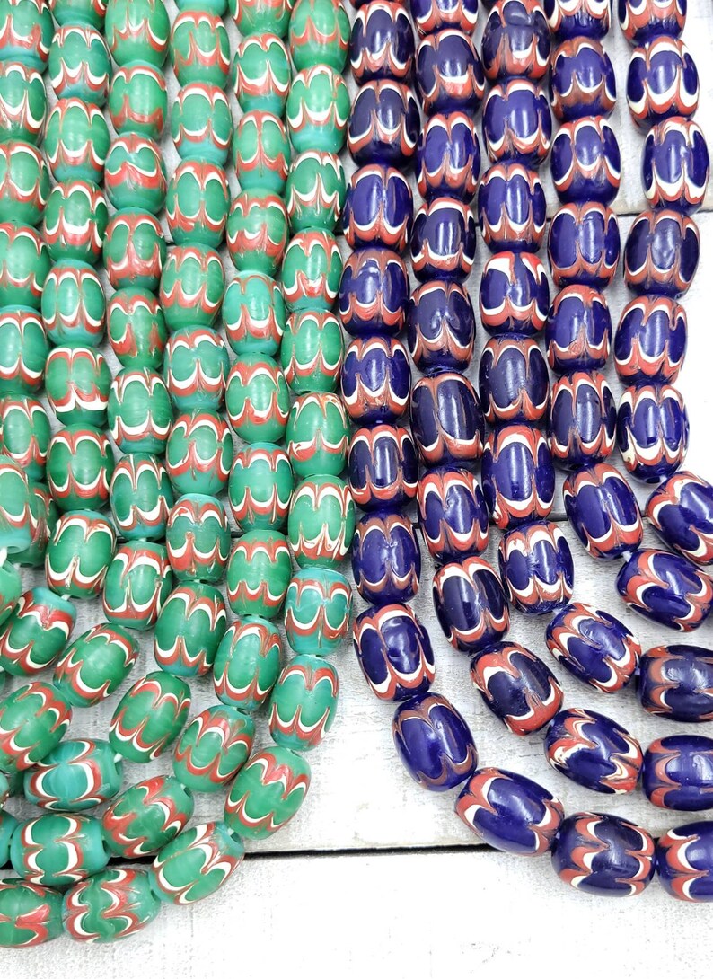 Small Chevron Style Beads, Strand With 10 Beads 13-14mm X 10-11mm ...