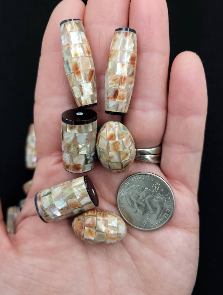 Handmade Orange Red Abalone Inlaid Beads / 100% Natural High | Etsy