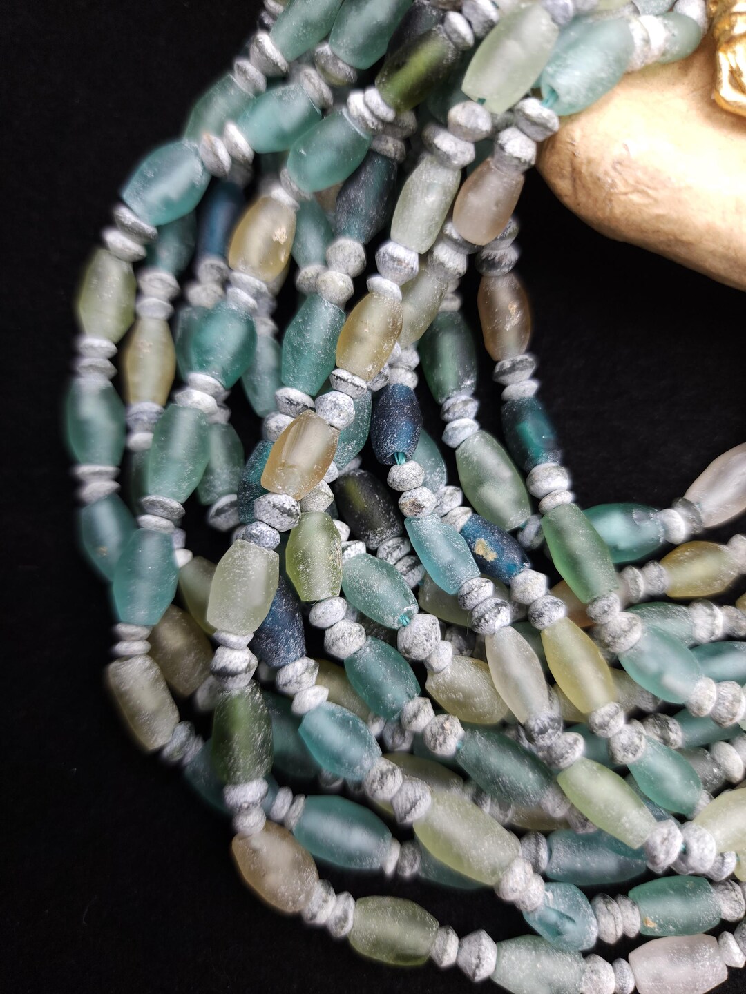 Ancient Roman Glass Full Strand 14" 7-10mm / Genuine Roman Glass Beads ...