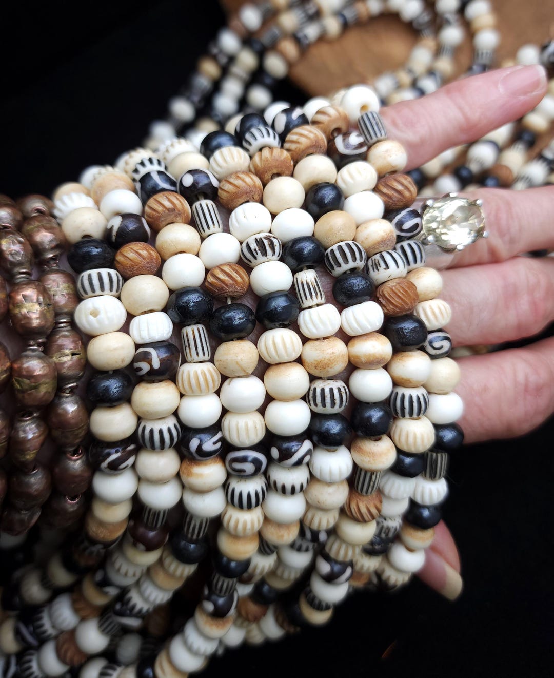 Full 15" Strand + 6-23mm Assorted Buffalo Bone Beads, Batik Bone Beads, Jewelry Making Supplies ...