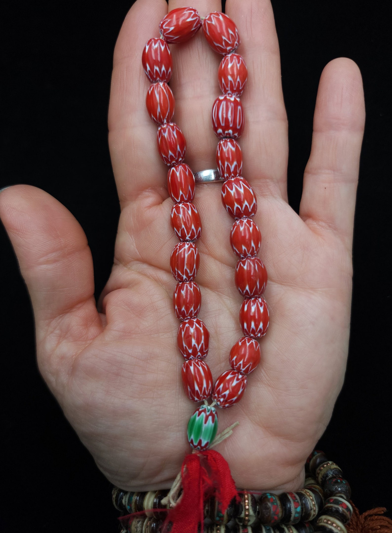 Chevron Beads 6 Layers Option to Choose Green or Red / Strand 8" Inches ...