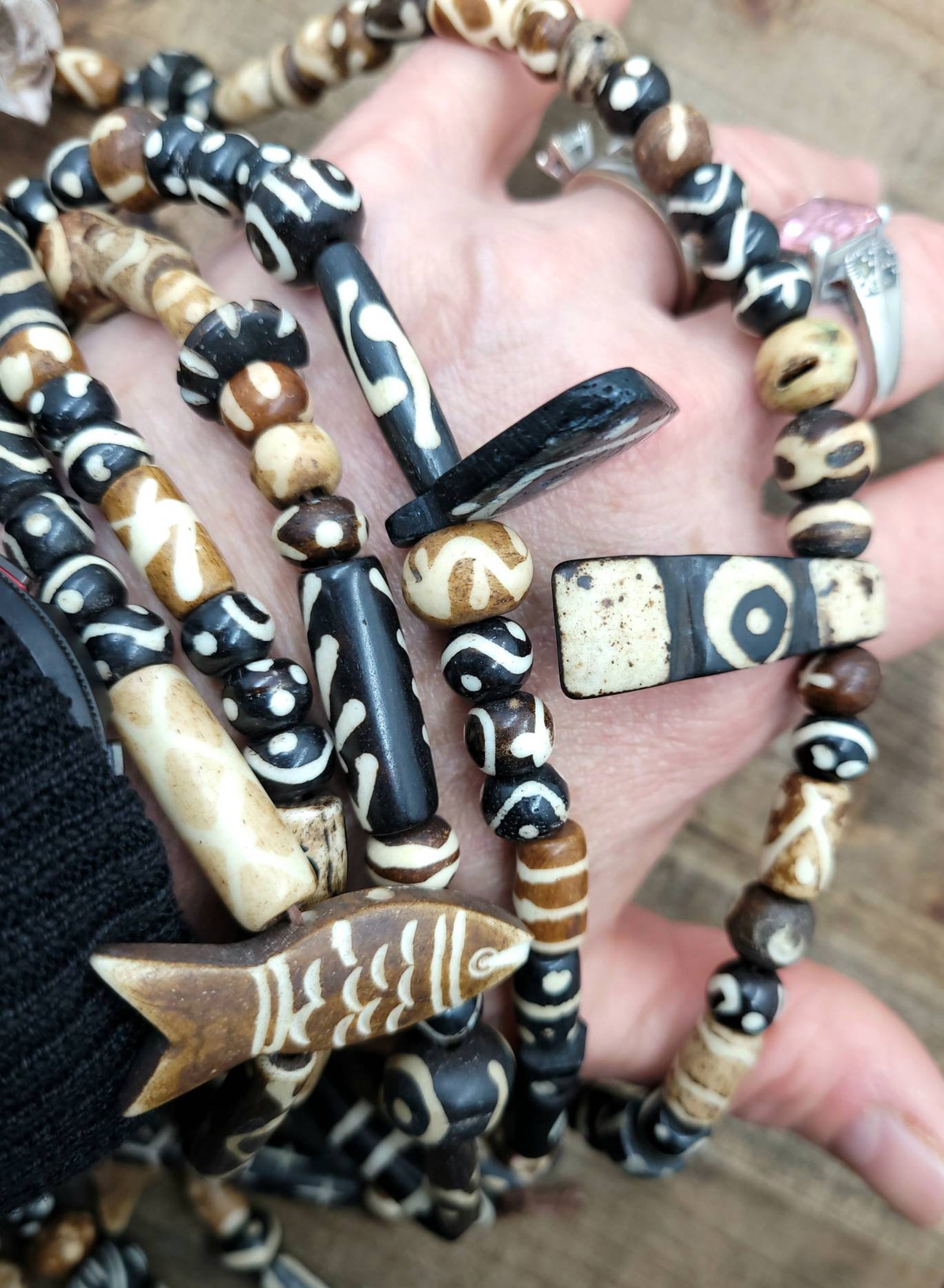 Beautiful Wide Variety Bone Beads Strand 15 Inches Long - Etsy