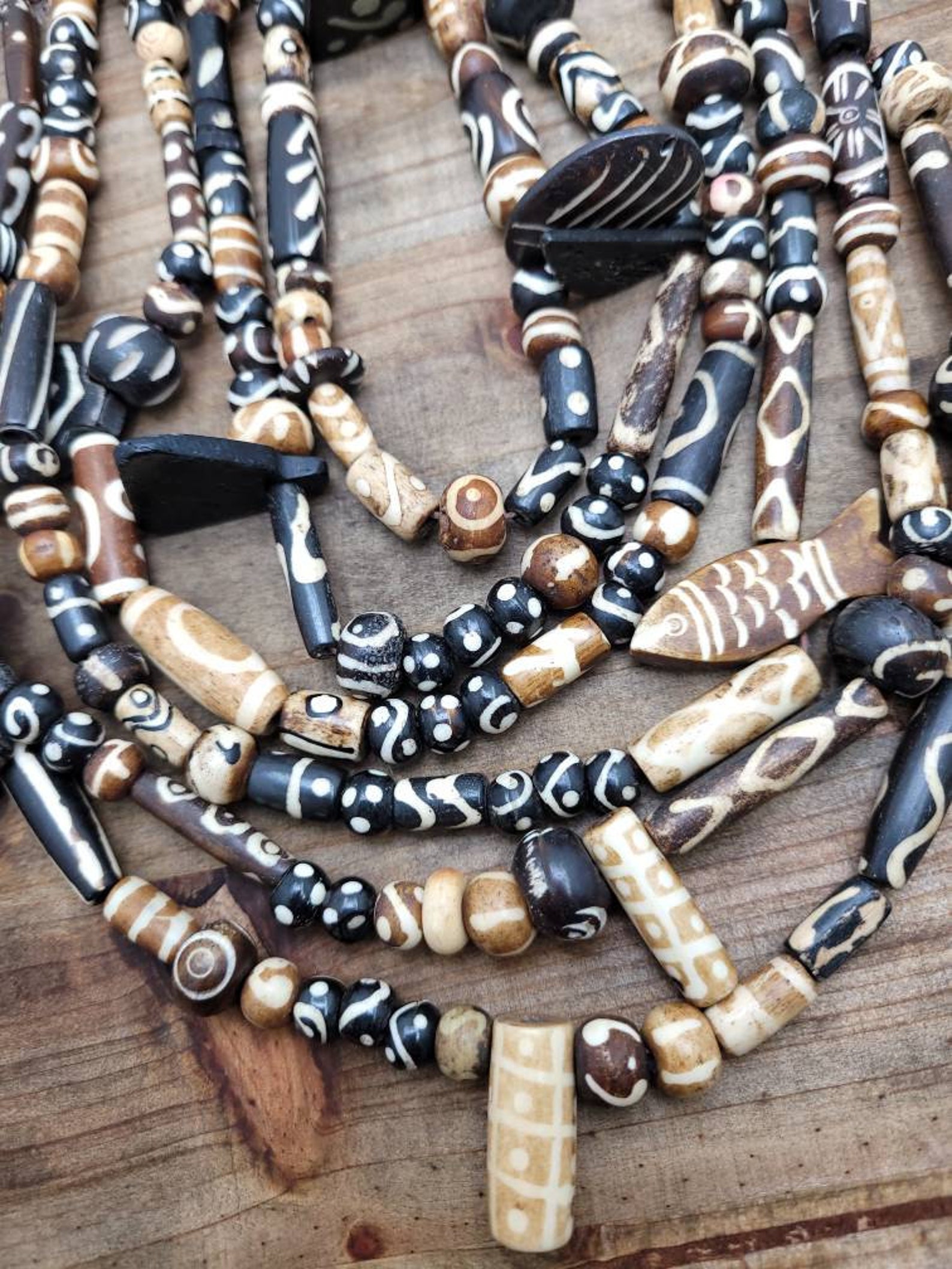 Beautiful Wide Variety Bone Beads Strand 15 Inches Long - Etsy