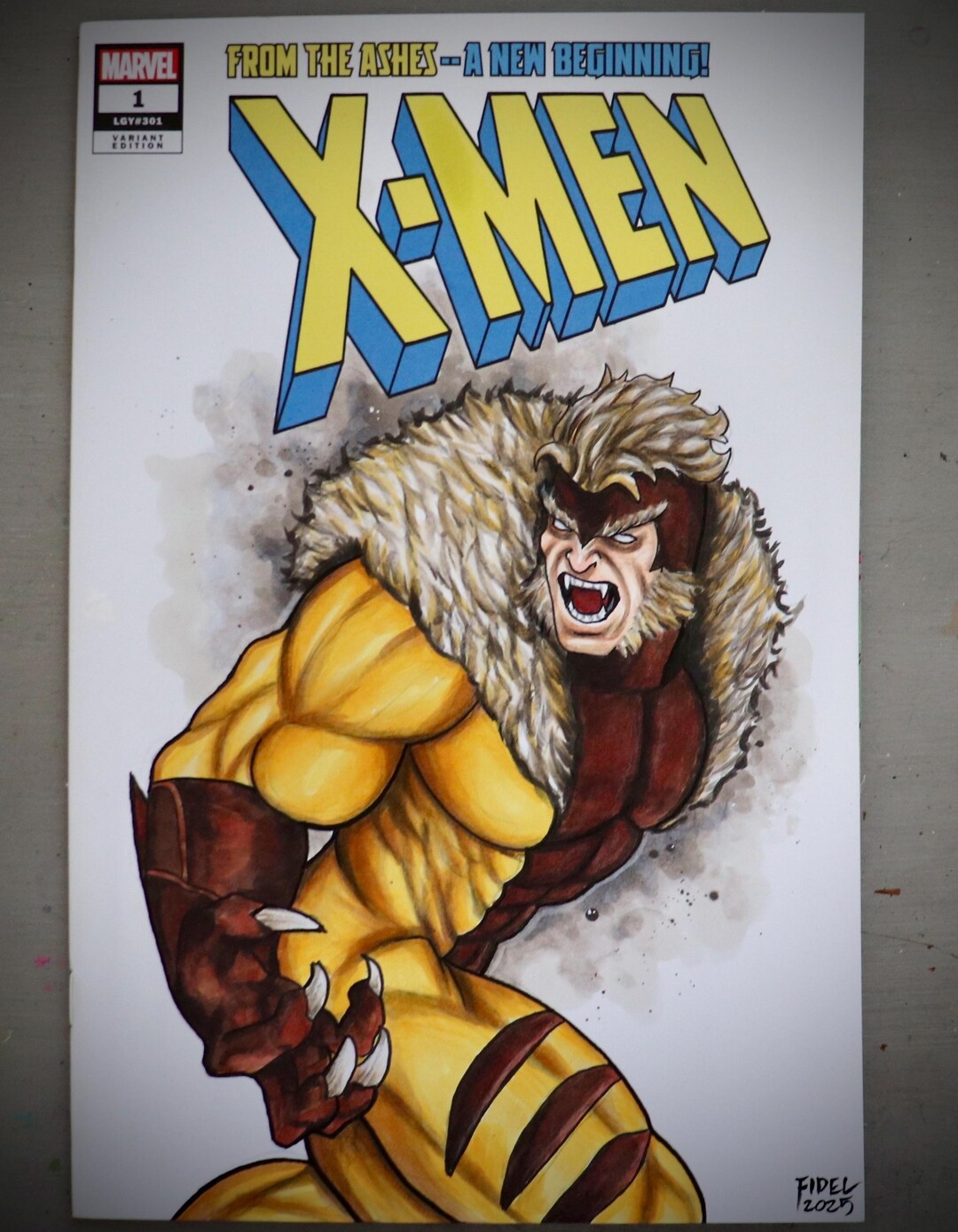 X-men Sabretooth Original Custom Blank Sketch Cover Artwork DC Comics ...