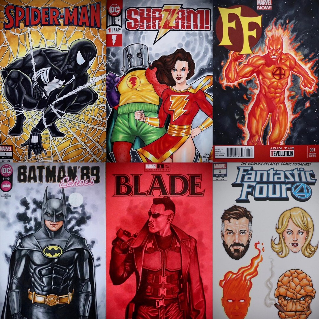 Original Custom Blank Sketch Cover Artwork DC Comics Marvel Comics ...