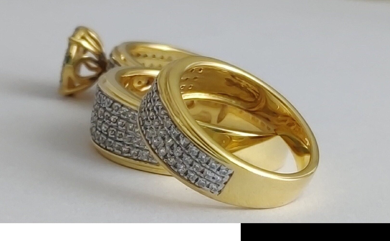 Most Selling Engagement Wedding Trio Rings for Men and Women/ 14K ...