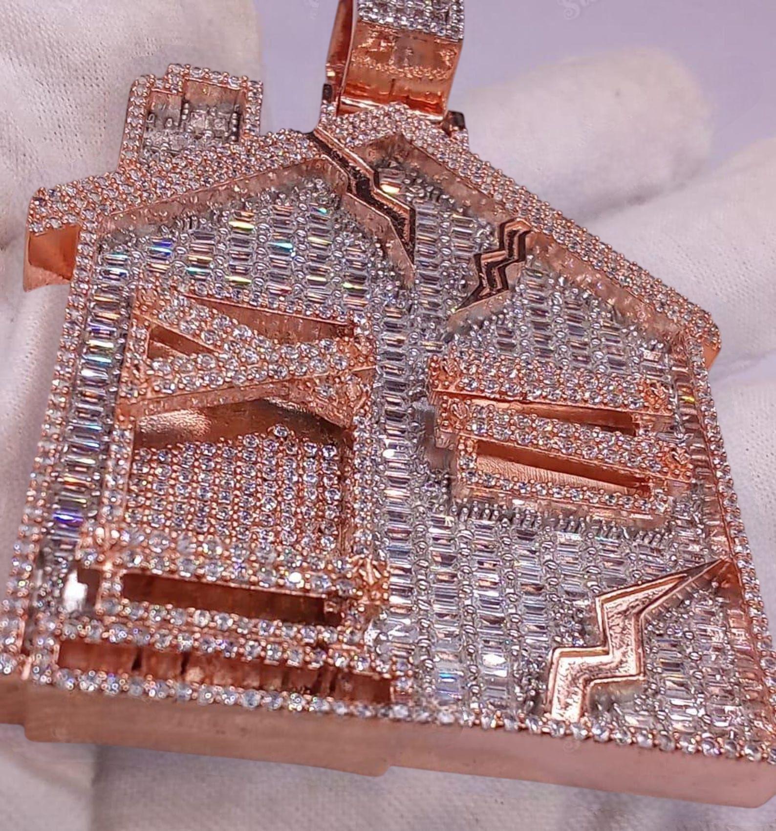 Customize Trap House Pendant for Men's Fully Iced Out Necklace 14k Gold ...