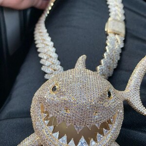 Fully Iced Out Shark Pendant Gifts for Him Hip Hop Jewelry Icy Shark ...