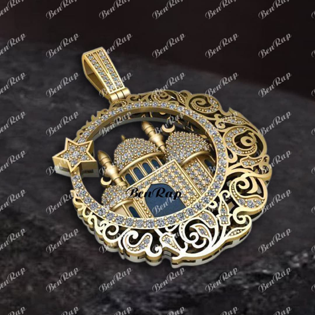 Allah Pendant Islamic Religious Mosque Circle Pendant Necklace. Ramadan ...