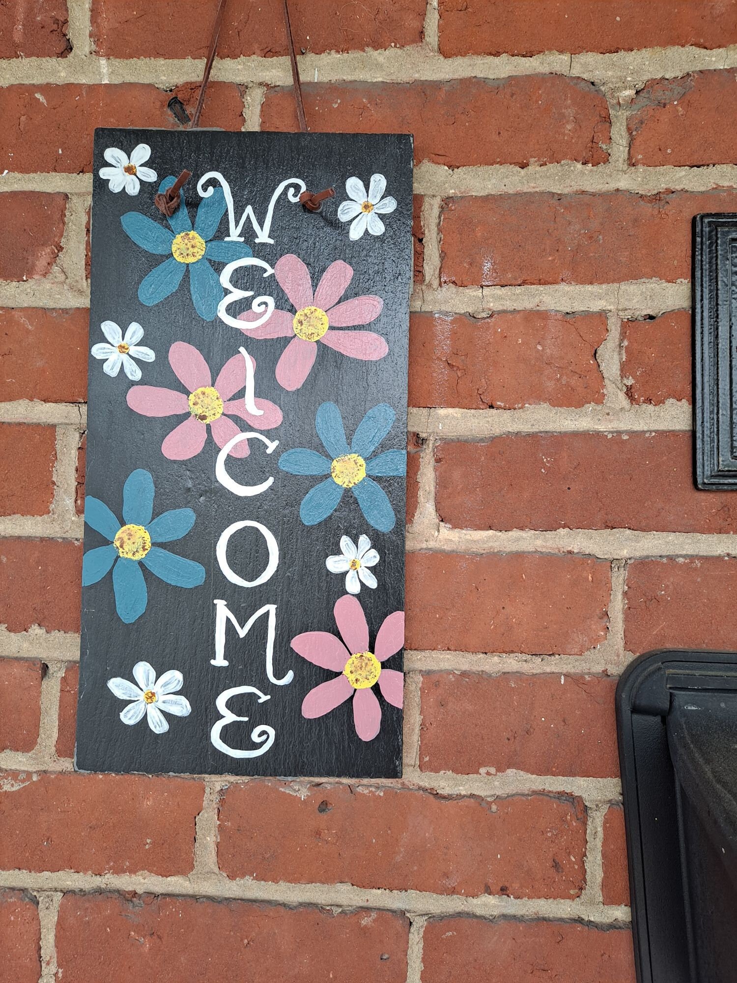 Hand Painted Slate Sign welcome - Etsy