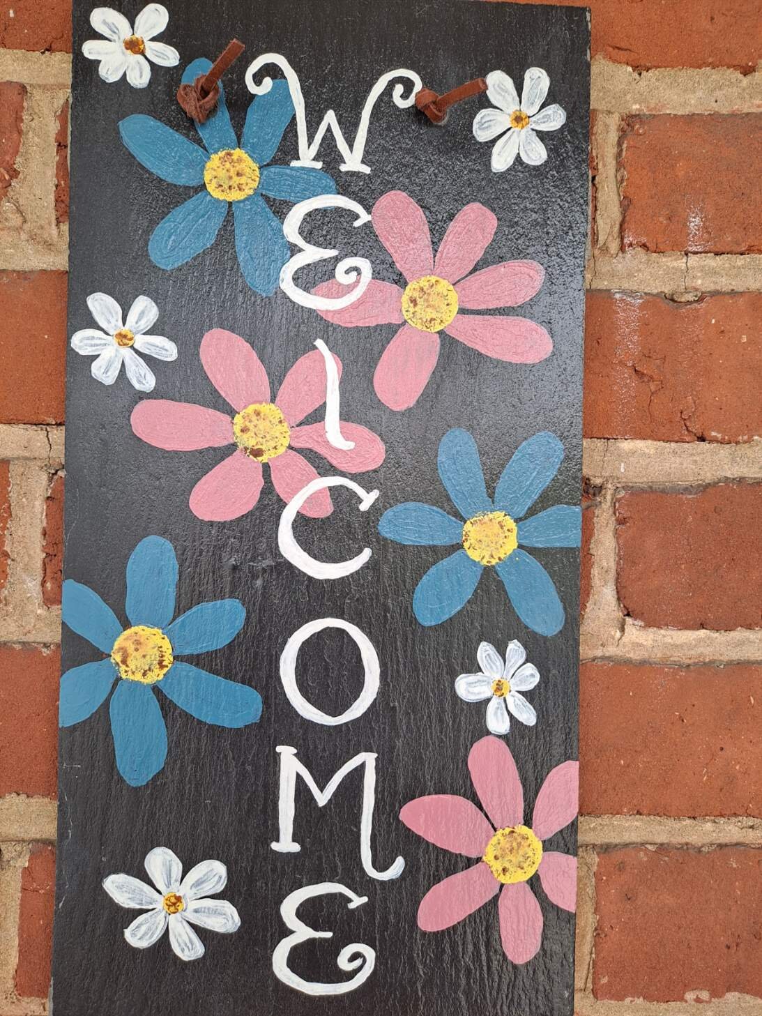 Hand Painted Slate Sign welcome - Etsy