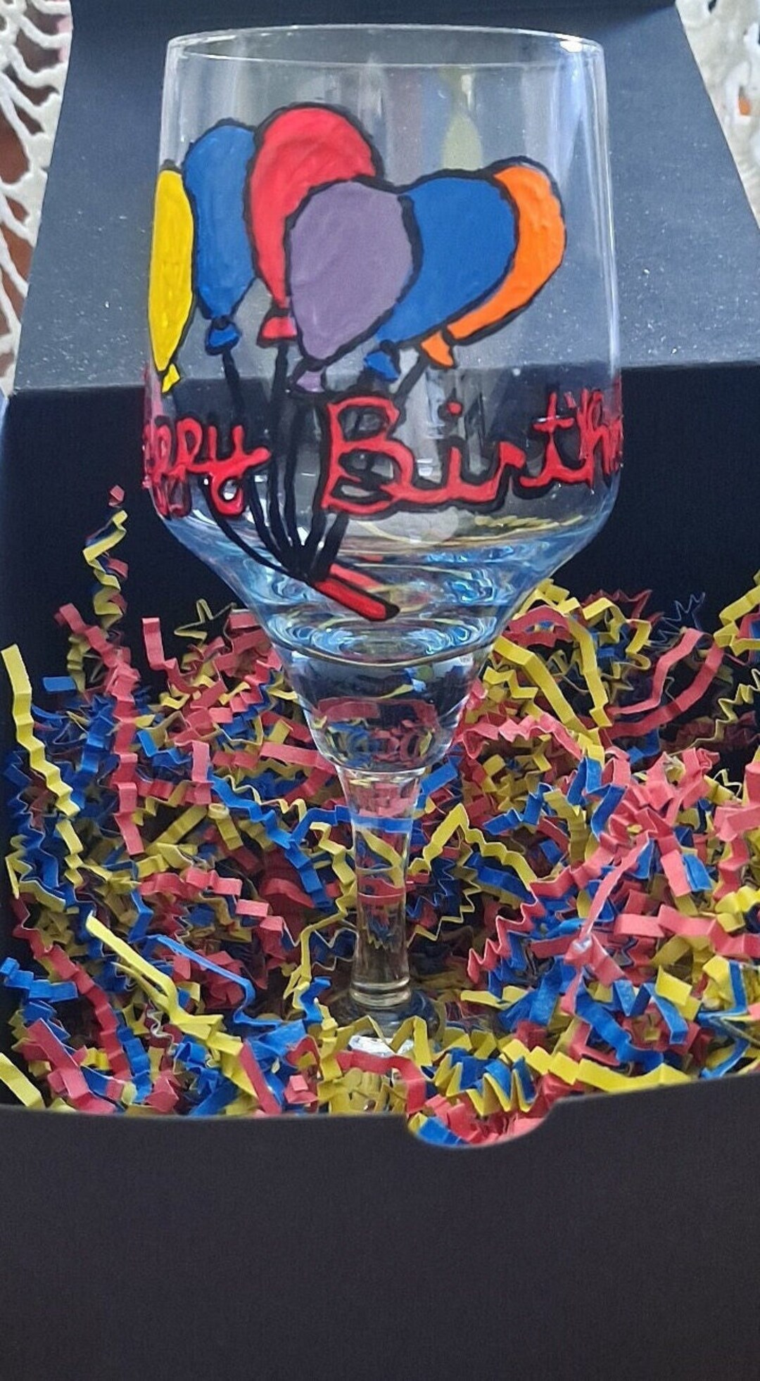 Hand Painted Wine Glass "happy Birthday" - Etsy