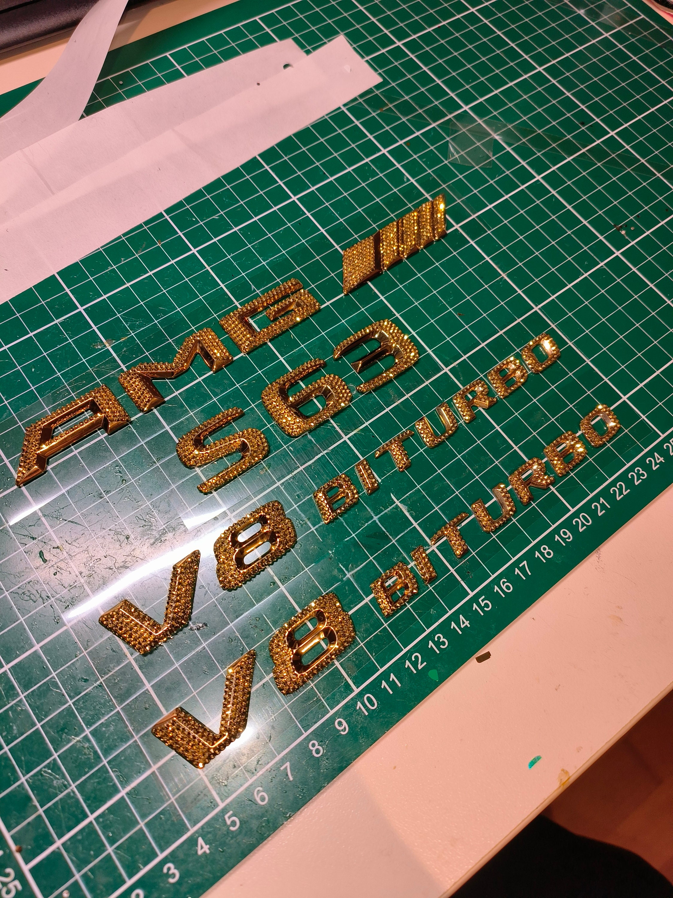 Original OEM Mercedes Benz Logo V8 Biturbo Set Writing Refined With 24k ...