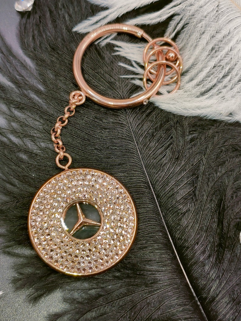 Original OEM Mercedes Benz Keychain Logo Star Emblem Badge Rose Gold ...