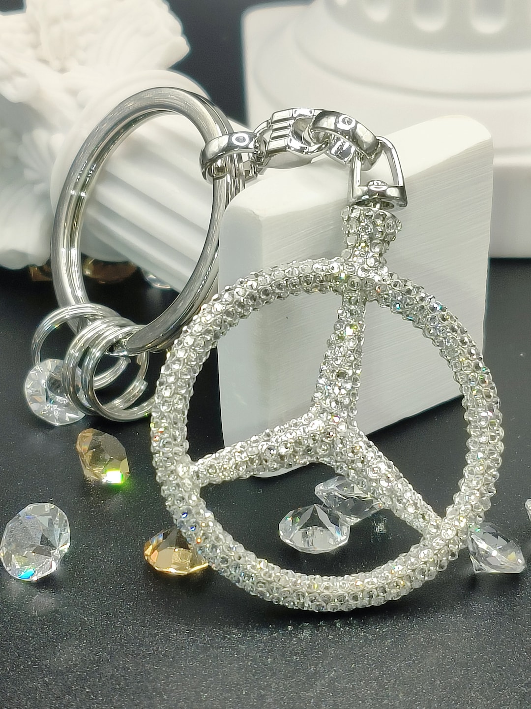 Original OEM Mercedes Benz | Keychain Logo Star Emblem Batch | Silver ...