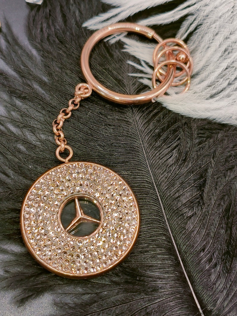 Original OEM Mercedes Benz Keychain Logo Star Emblem Badge Rose Gold ...