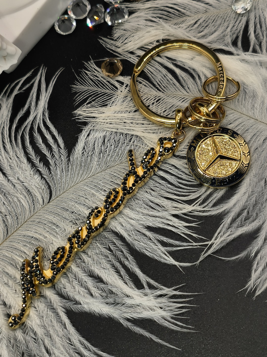 Original OEM Mercedes Benz | Keychain Logo Star Emblem Badge | Gold ...