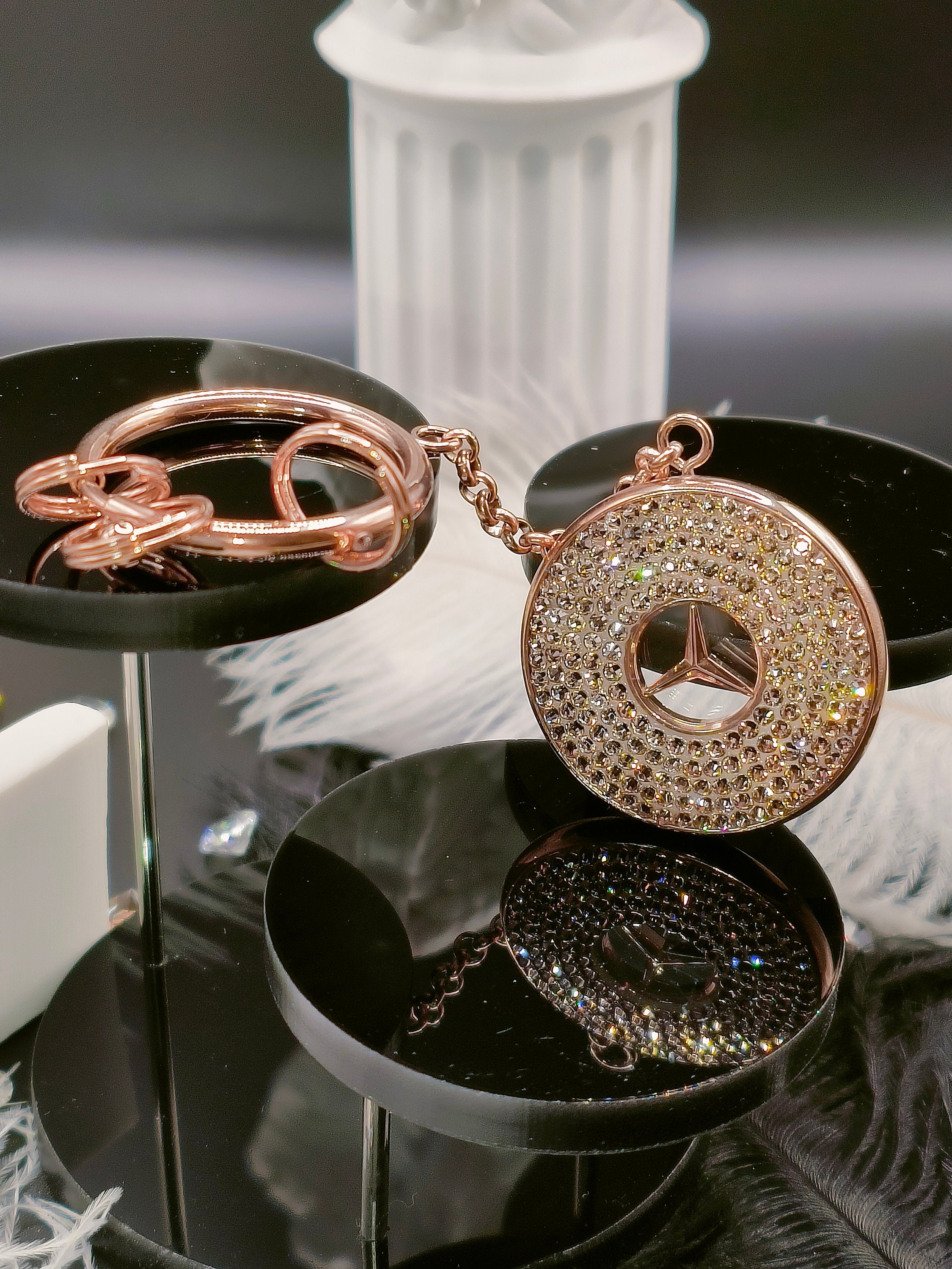 Original OEM Mercedes Benz | Keychain Logo Star Emblem Badge, Rose Gold ...