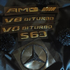 Original OEM Mercedes Benz S63 Logo AMG writing refined with 24k gold ...