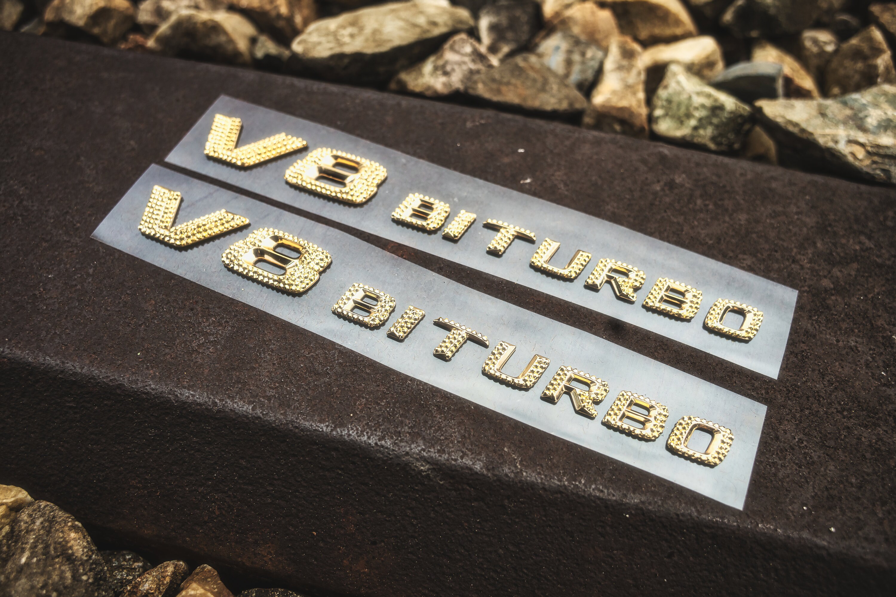 Original OEM Mercedes Benz Logo V8 Biturbo Set Writing Refined With 24k ...