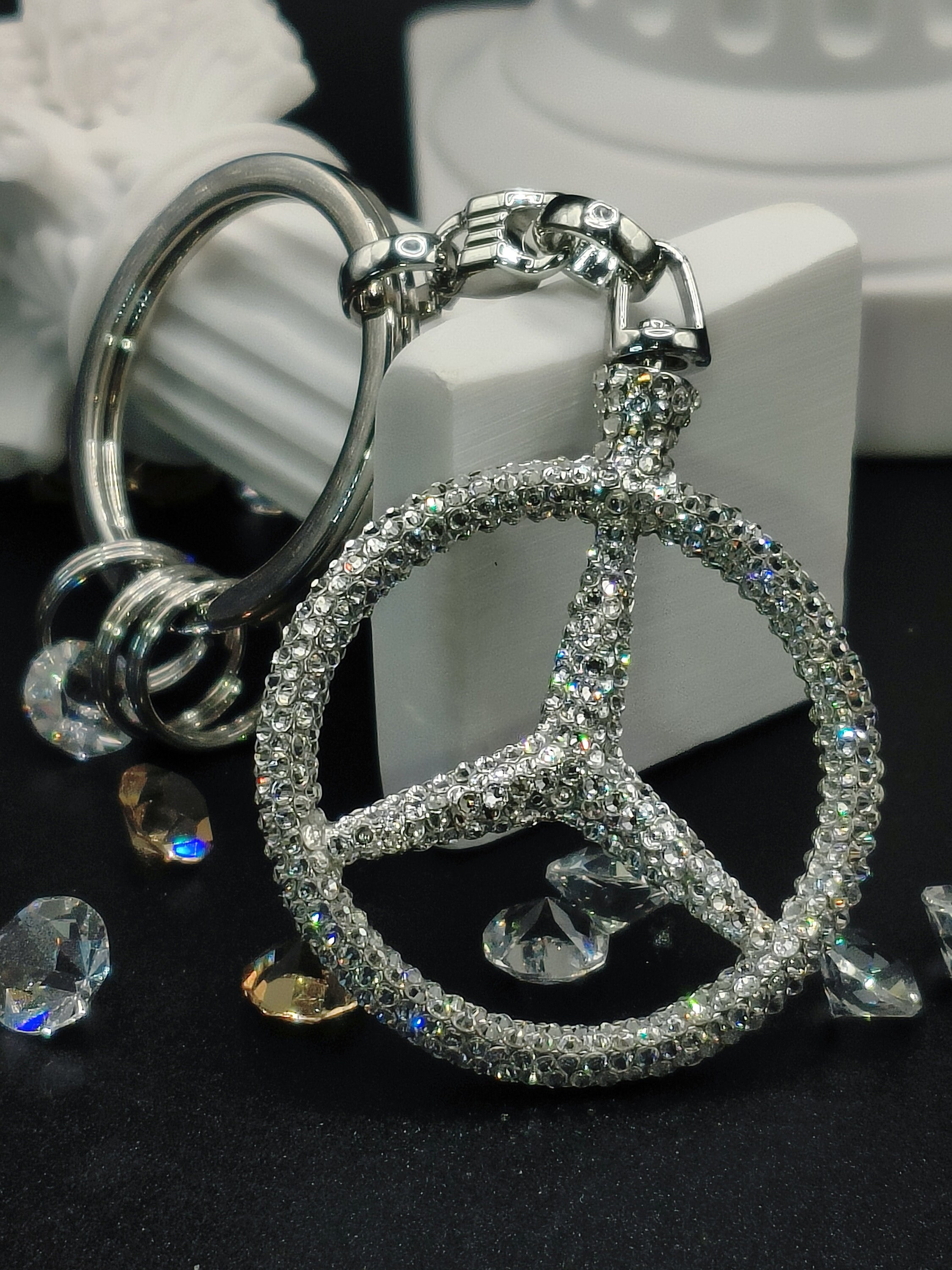 Original OEM Mercedes Benz Keychain Logo Star Emblem Batch Silver With ...