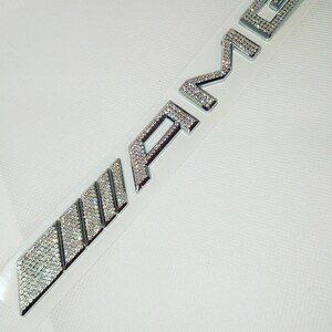 Original OEM Mercedes Benz Logo AMG Writing Emblem Batch Silver Refined ...