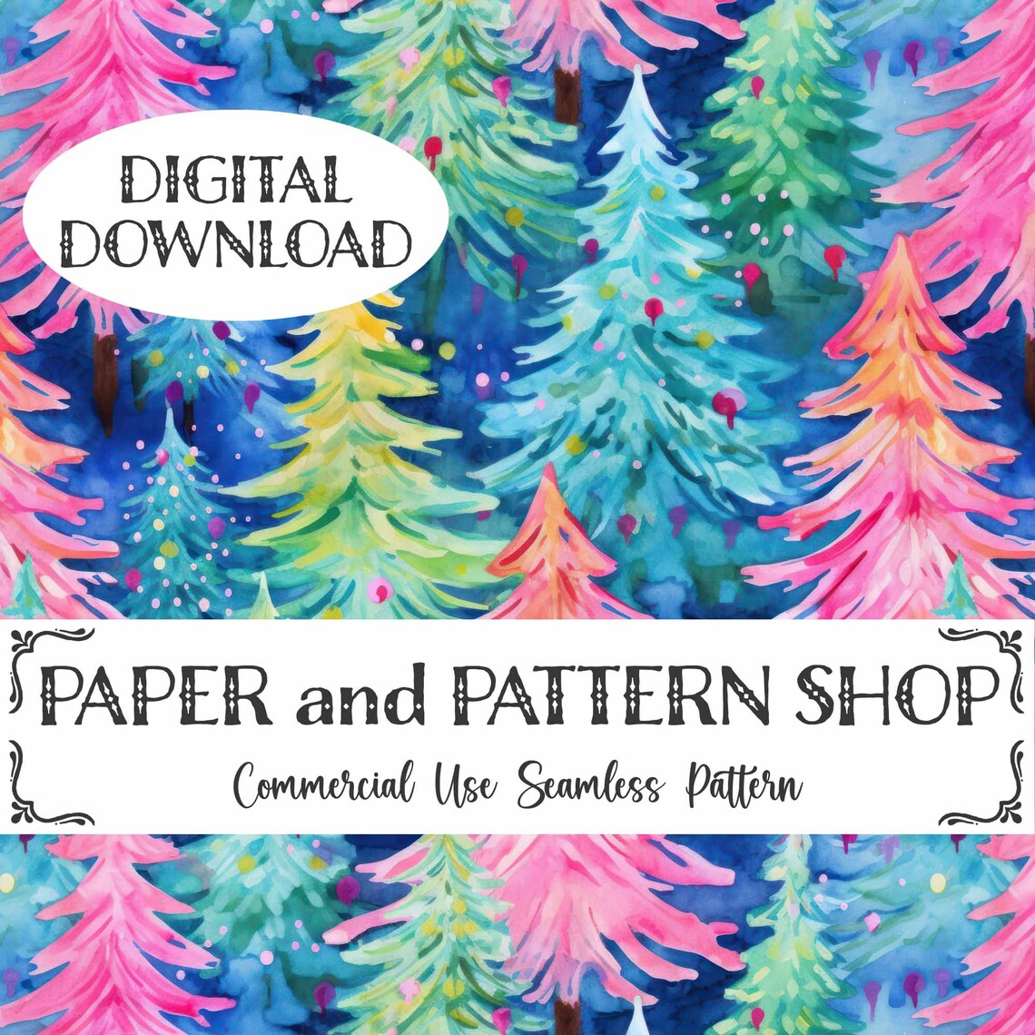 Preppy Christmas Tree Seamless Pattern, Rainbow Christmas Seamless File ...