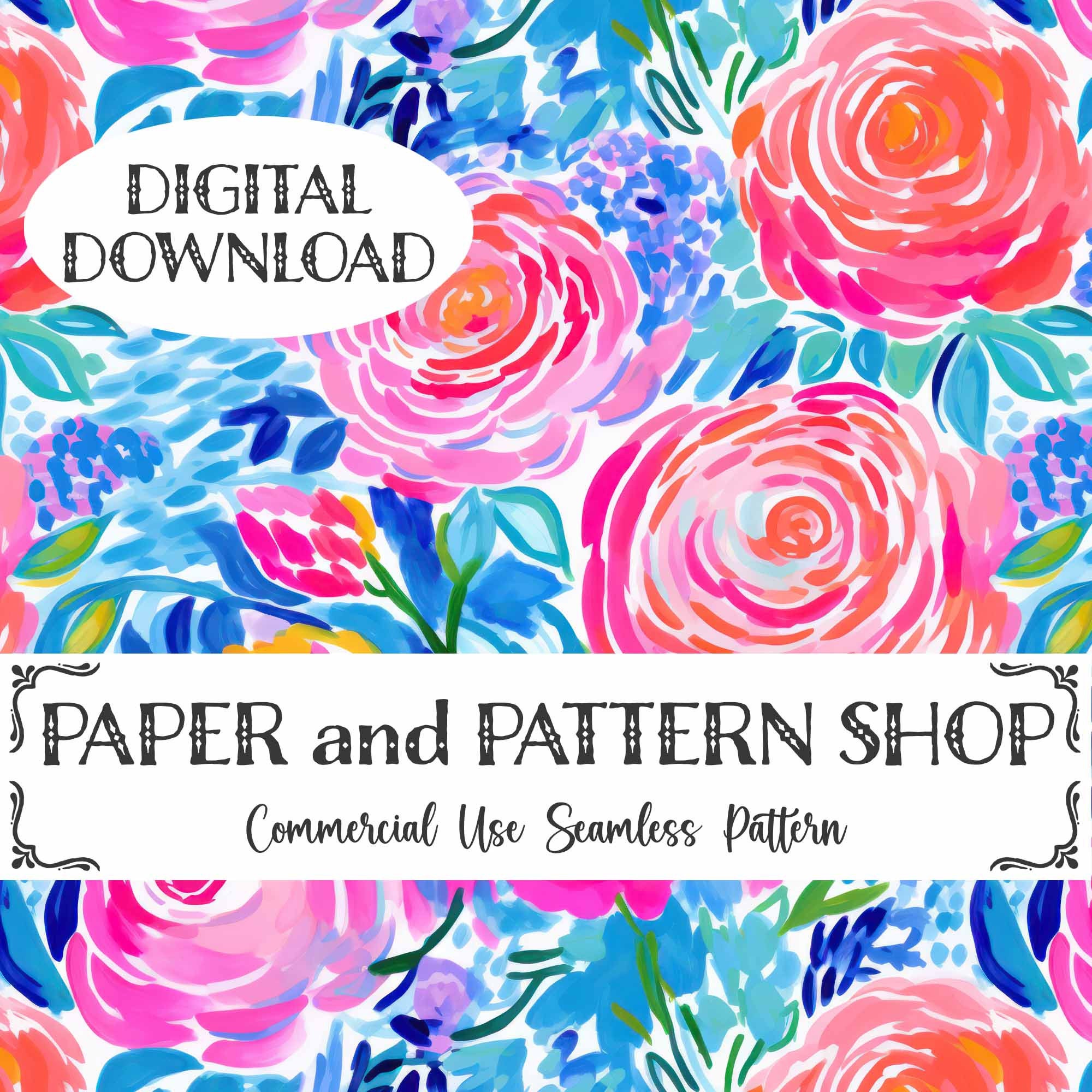 Preppy Watercolor Roses Seamless Pattern, Preppy Floral Rose Seamless ...