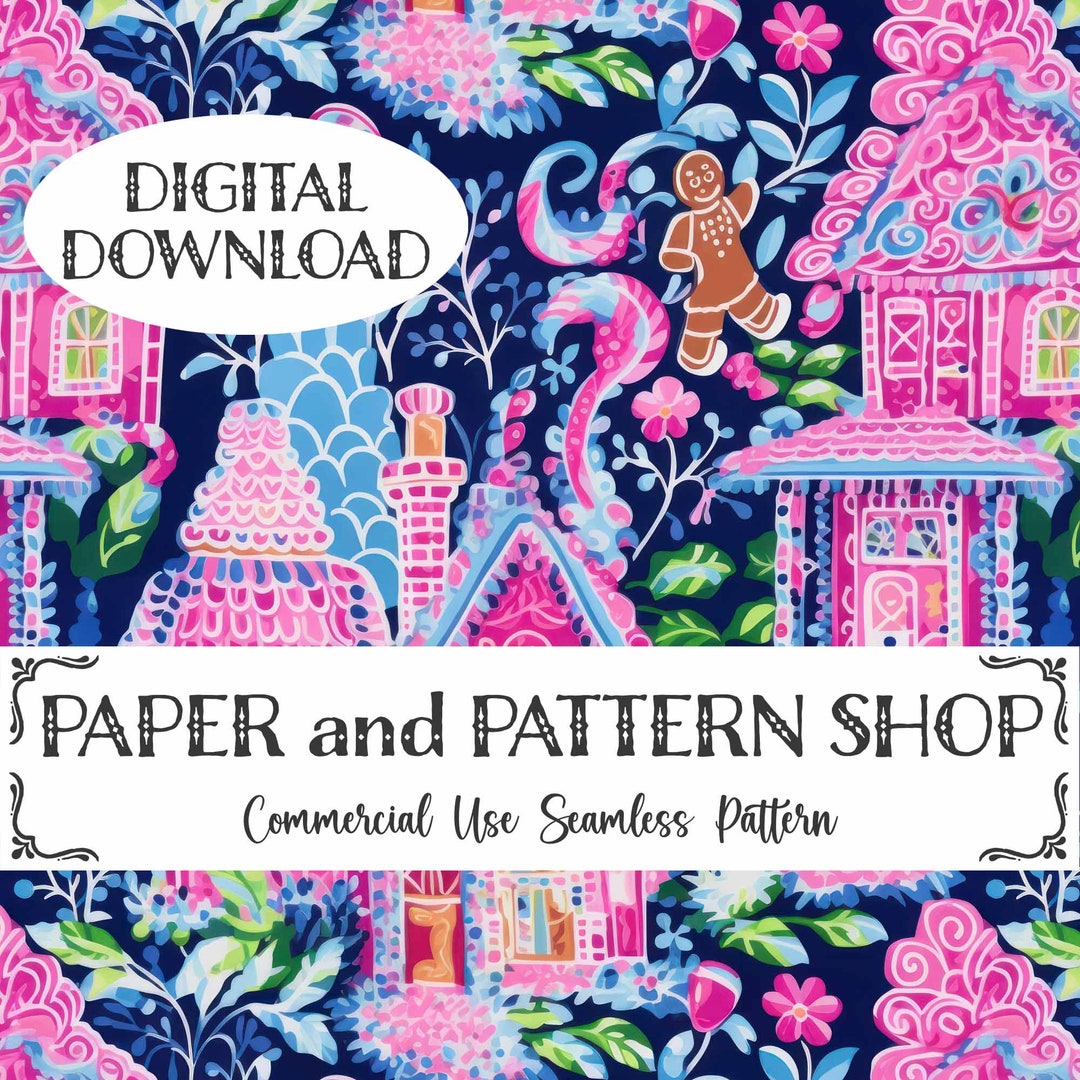 Preppy Gingerbread House Seamless Pattern,pink Christmas Seamless File ...