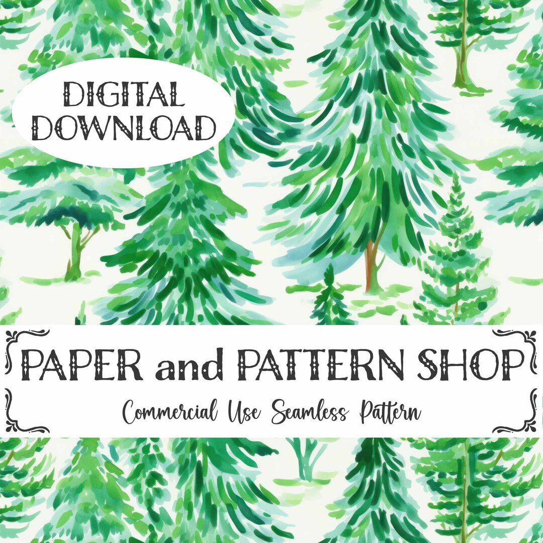Preppy Pine Forest Seamless Pattern, Pine Tree Seamless File ...
