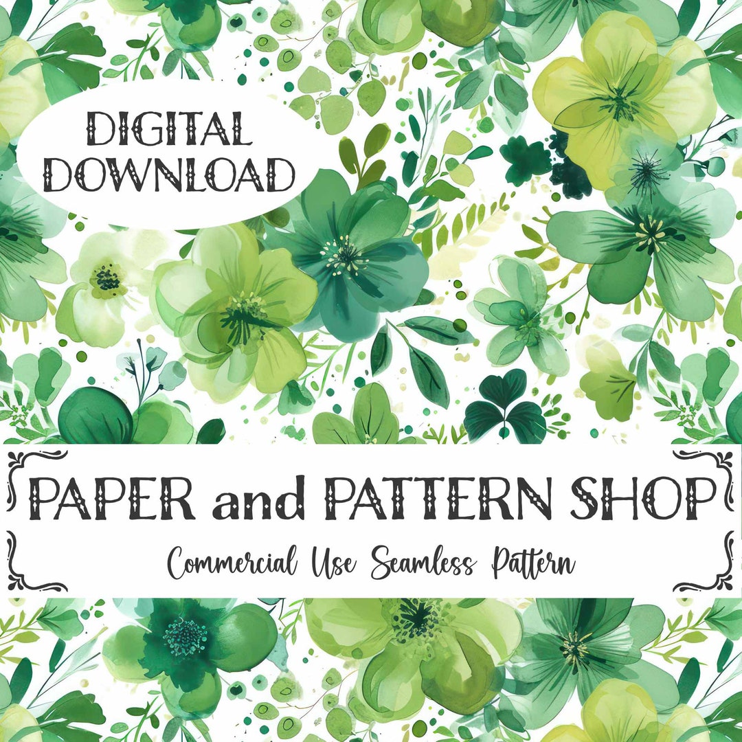 St Patrick's Day Floral Watercolor Seamless Pattern, Preppy Floral ...