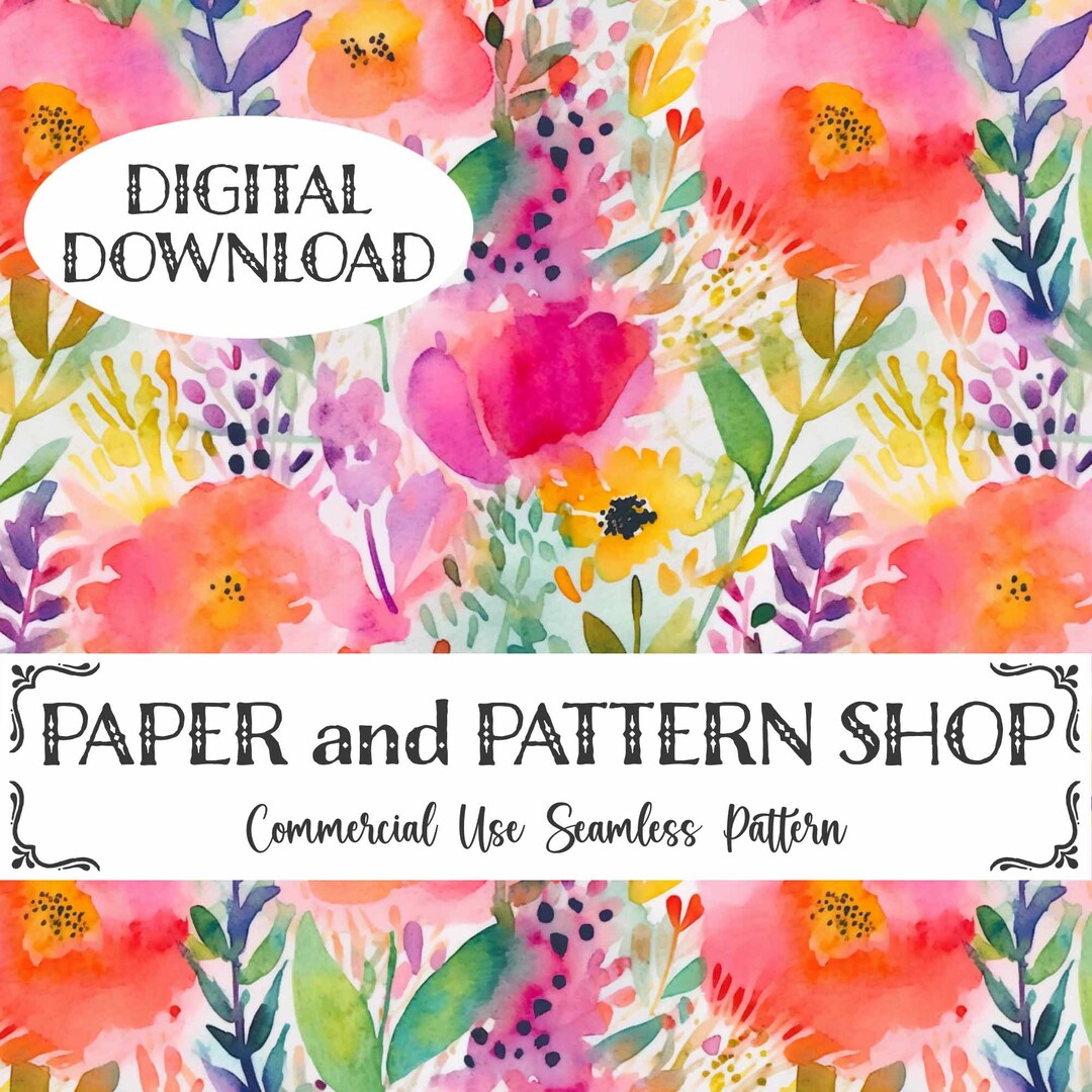 Rainbow Floral Watercolor Seamless Pattern, Abstract Floral Seamless ...
