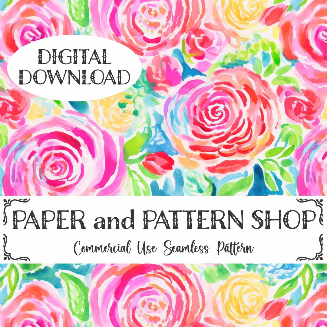 Preppy Watercolor Roses Seamless Pattern, Preppy Floral Rose Seamless ...