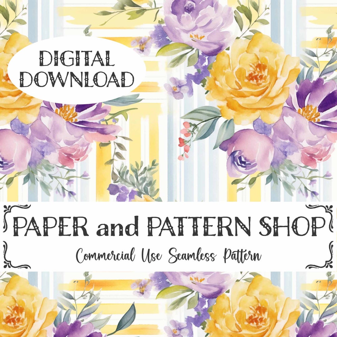 Watercolor Floral Seamless Pattern, Boho Floral Seamless File, Purple ...