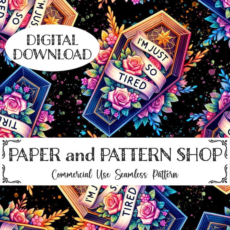 Funny Coffin Seamless Pattern, Summerween Seamless,sarcastic Skeleton ...