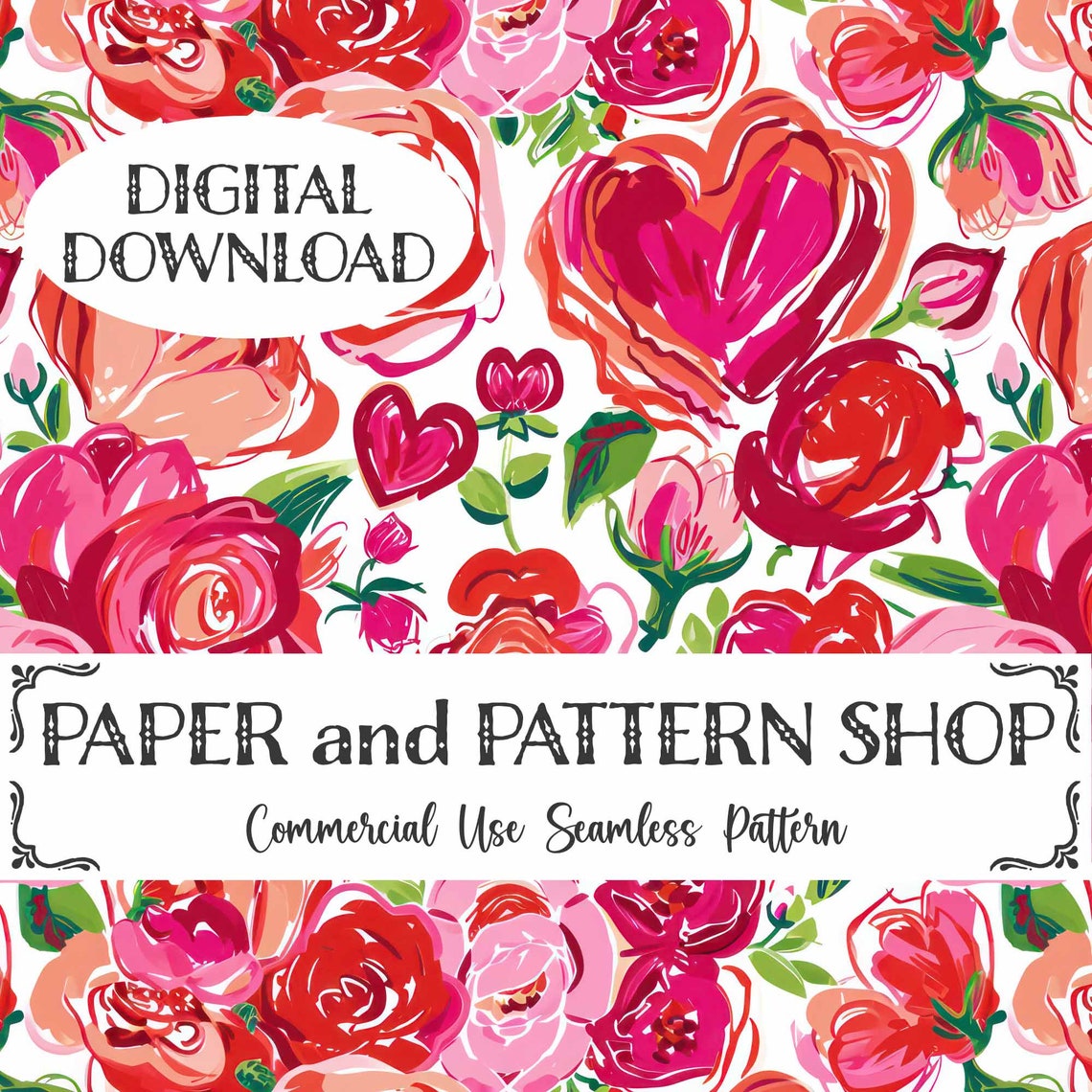 Preppy Watercolor Hearts Seamless Pattern,preppy Valentine's Day ...