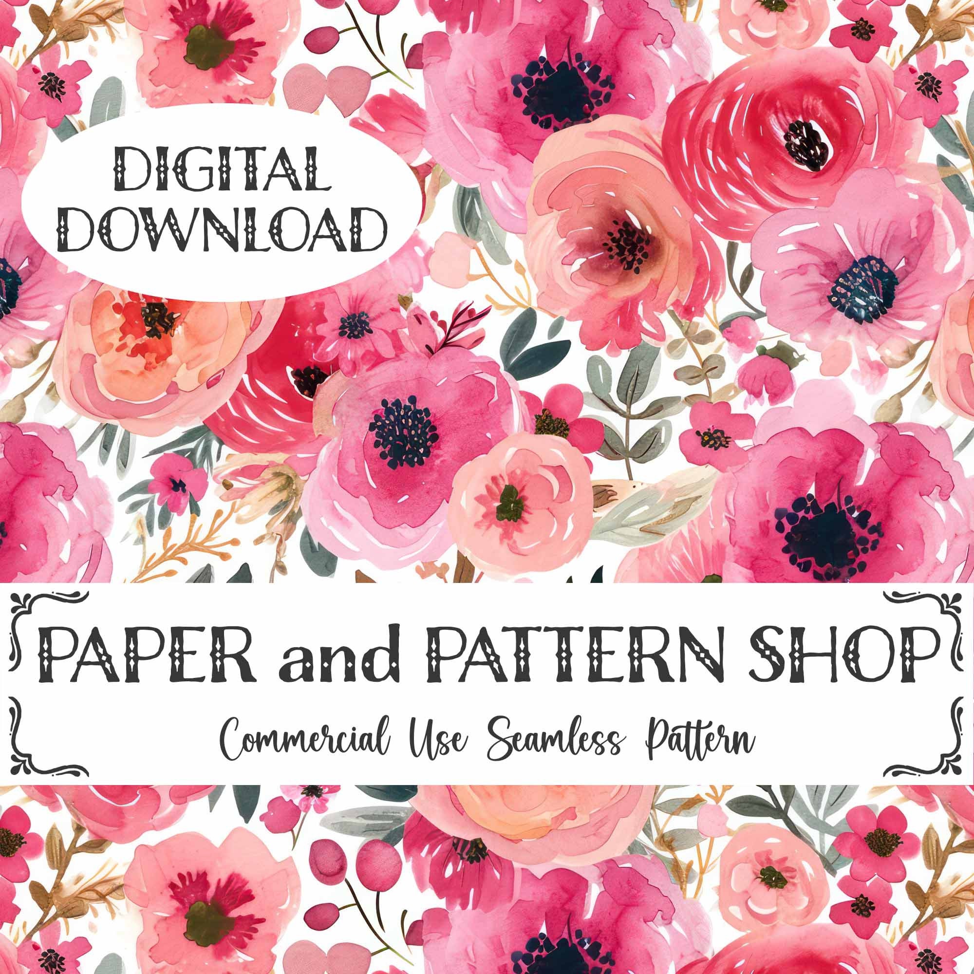 Preppy Watercolor Roses Seamless Pattern,preppy Valentine's Day ...