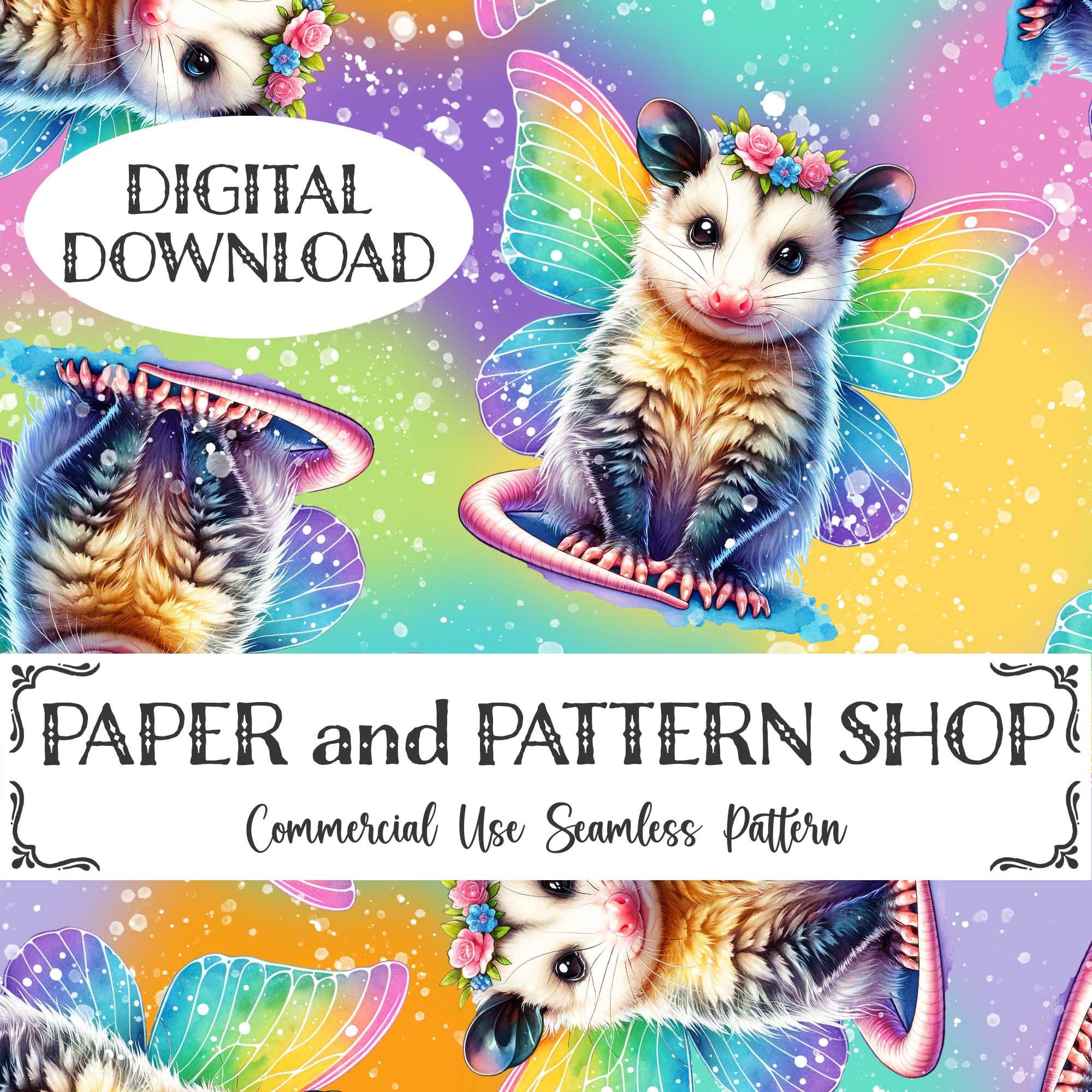 Fairy Godpossum Seamless Pattern, Funny Opossum Seamless,fairy Possum ...